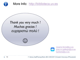 Erasmus Staff en la Aristotle University of Thessaloniki | PPT