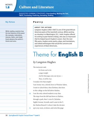 Theme for English B - Annotated | PDF