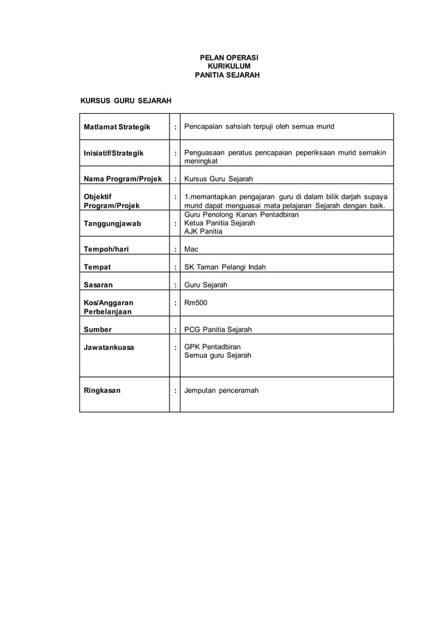 pelan strategik sejarah sk | DOC