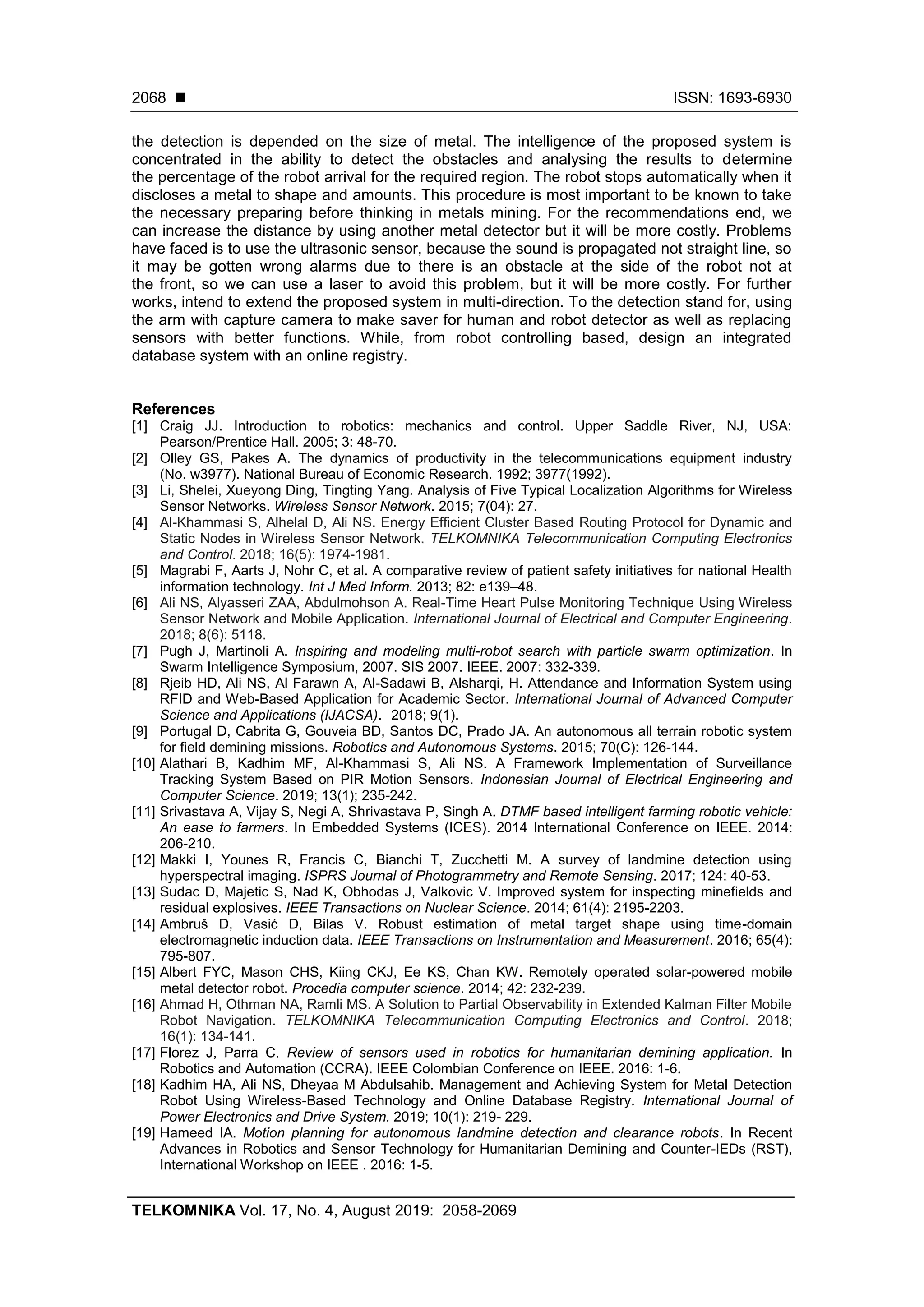 Multi-function intelligent robotic in metals detection applications | PDF