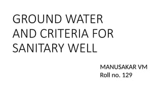 Criteria for sanitary well and ground water | PPT