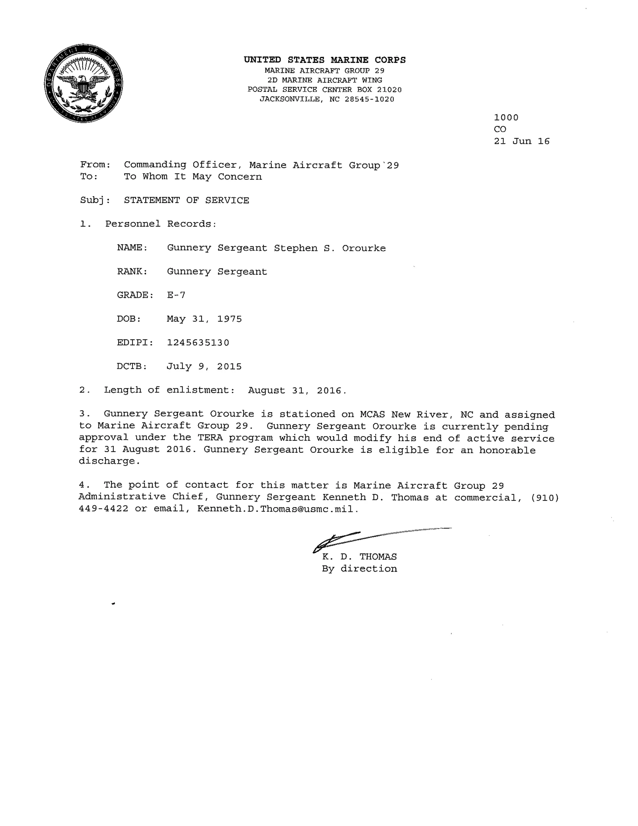 Statement of Service | PDF