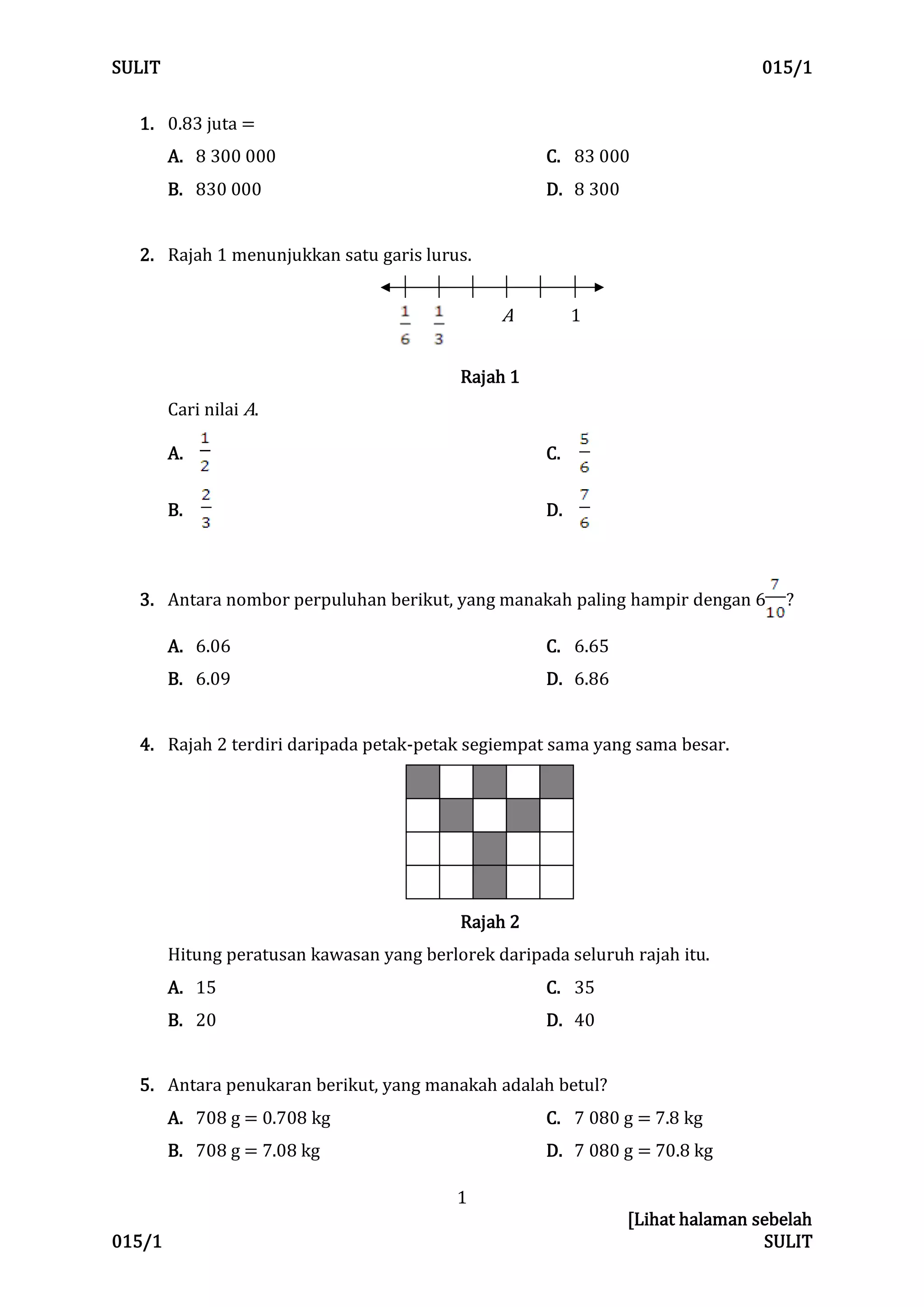 soalan math tahun 6 2020 | PDF