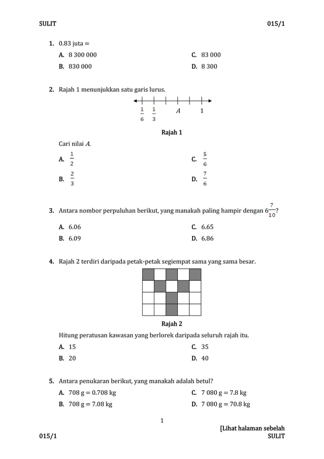 soalan math tahun 6 2020 | PDF