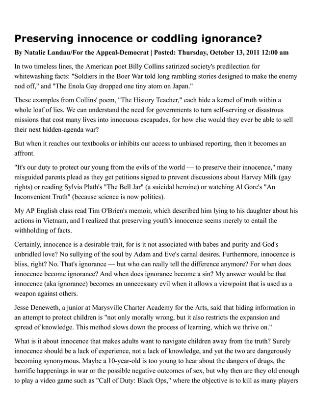 Preserving innocence or coddling ignorance? | PDF