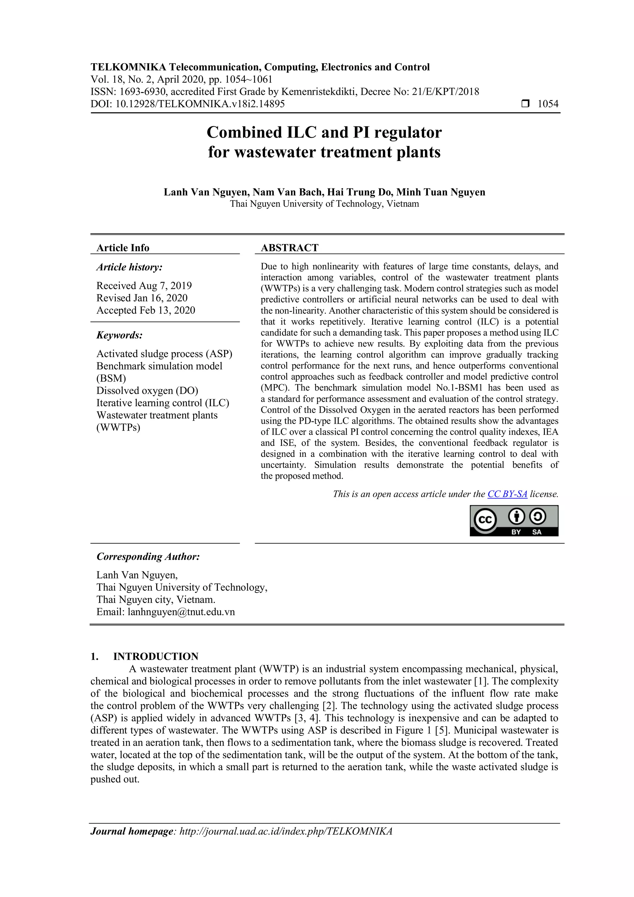 Combined ILC and PI regulator for wastewater treatment plants | PDF