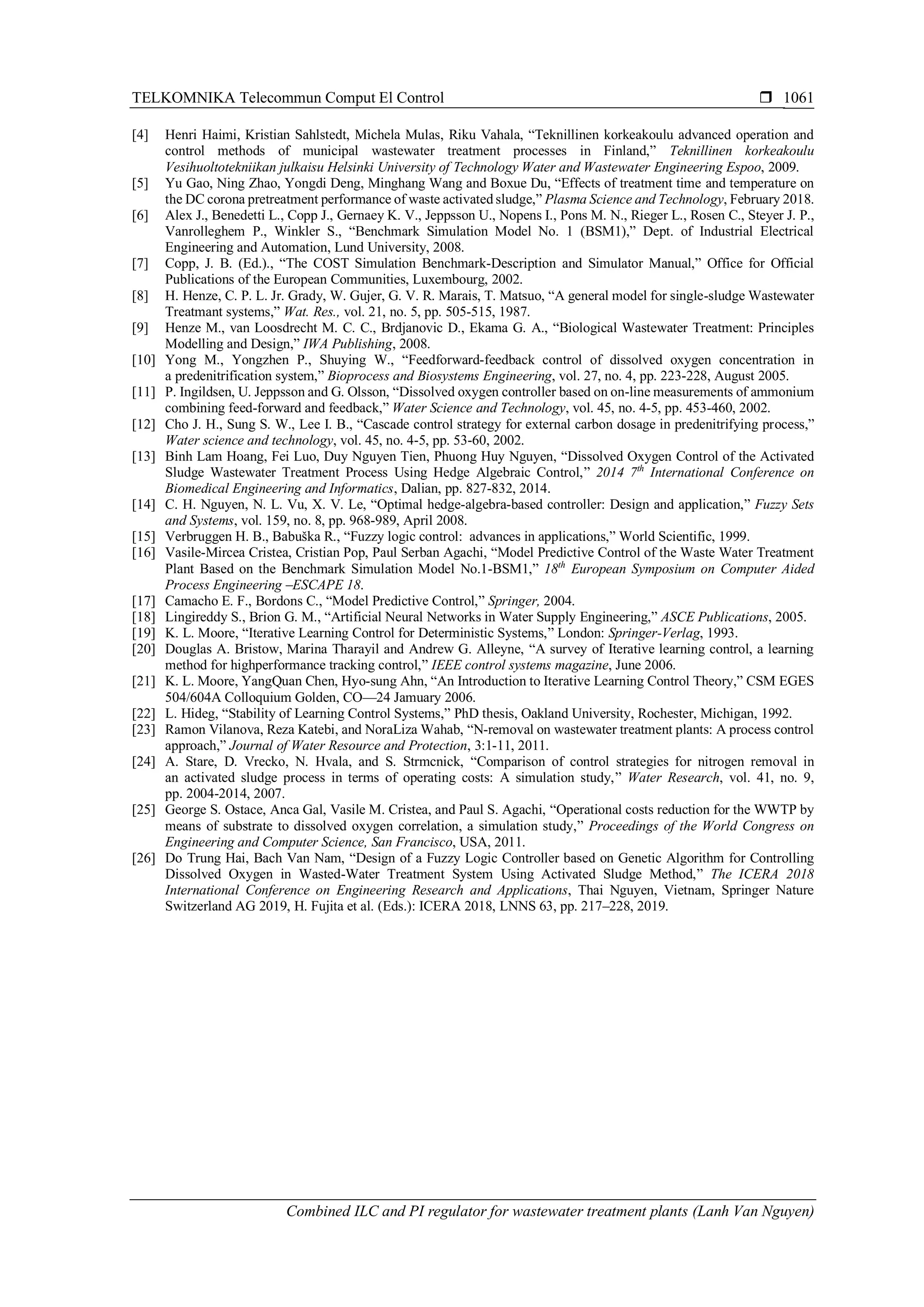 Combined ILC and PI regulator for wastewater treatment plants | PDF