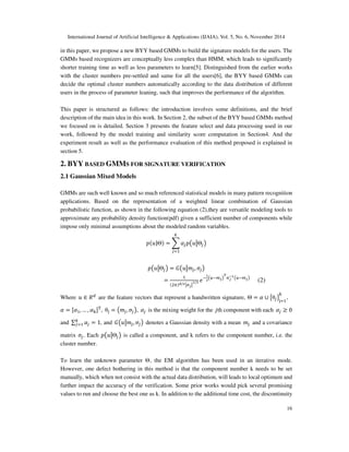 The Application Of Bayes Ying-Yang Harmony Based Gmms In On-Line Signature Verification | PDF