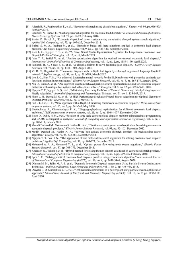 Modified Moth Swarm Algorithm For Optimal Economic Load Dispatch Problem Pdf