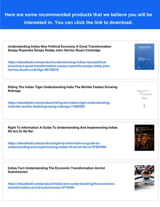 Understanding Indias New Political Economy A Great Transformation 1st ...