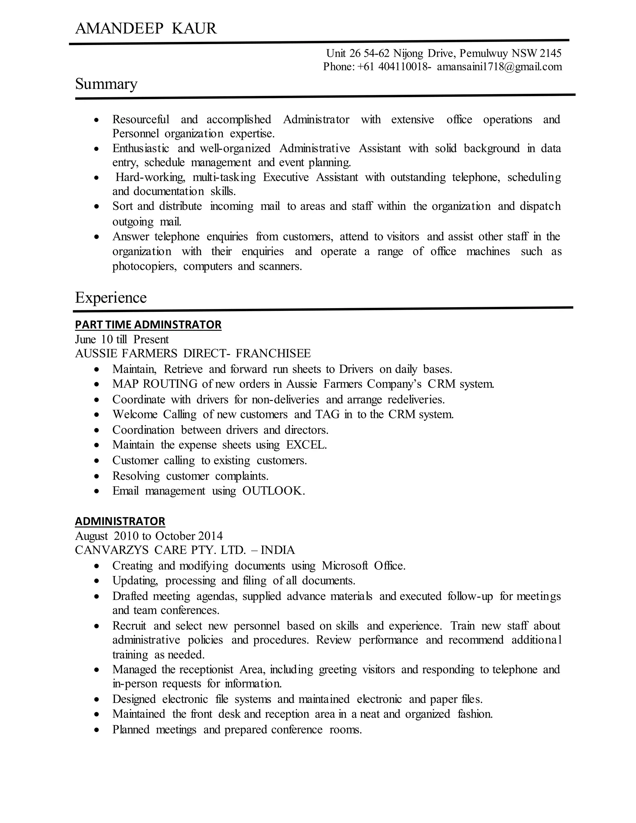 AMANDEEP KAUR Resume | PDF