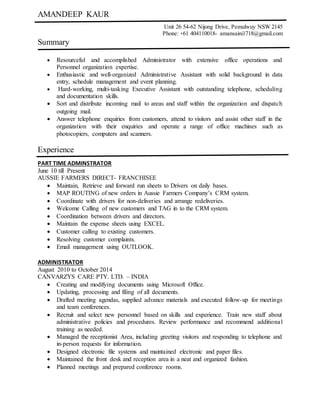 AMANDEEP KAUR Resume | PDF