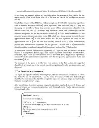BIN PACKING PROBLEM: A LINEAR CONSTANTSPACE -APPROXIMATION ALGORITHM | PDF | Computer Software ...