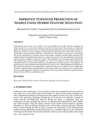 IMPROVED TURNOVER PREDICTION OF SHARES USING HYBRID FEATURE SELECTION | PDF