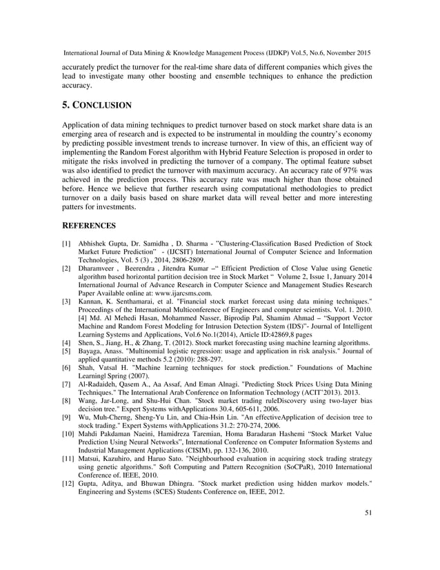 IMPROVED TURNOVER PREDICTION OF SHARES USING HYBRID FEATURE SELECTION | PDF