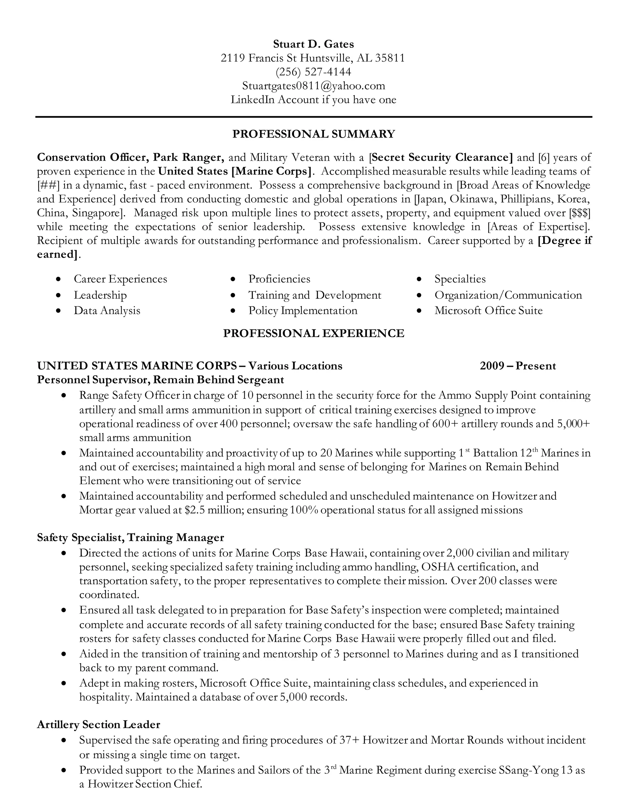 Private Sector Resume | DOCX