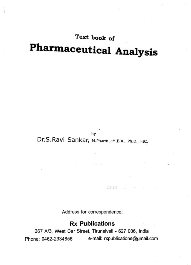 ravi shankar pharmaceutical analysis | PDF