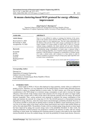 K-means clustering-based WSN protocol for energy efficiency improvement | PDF | Computer ...