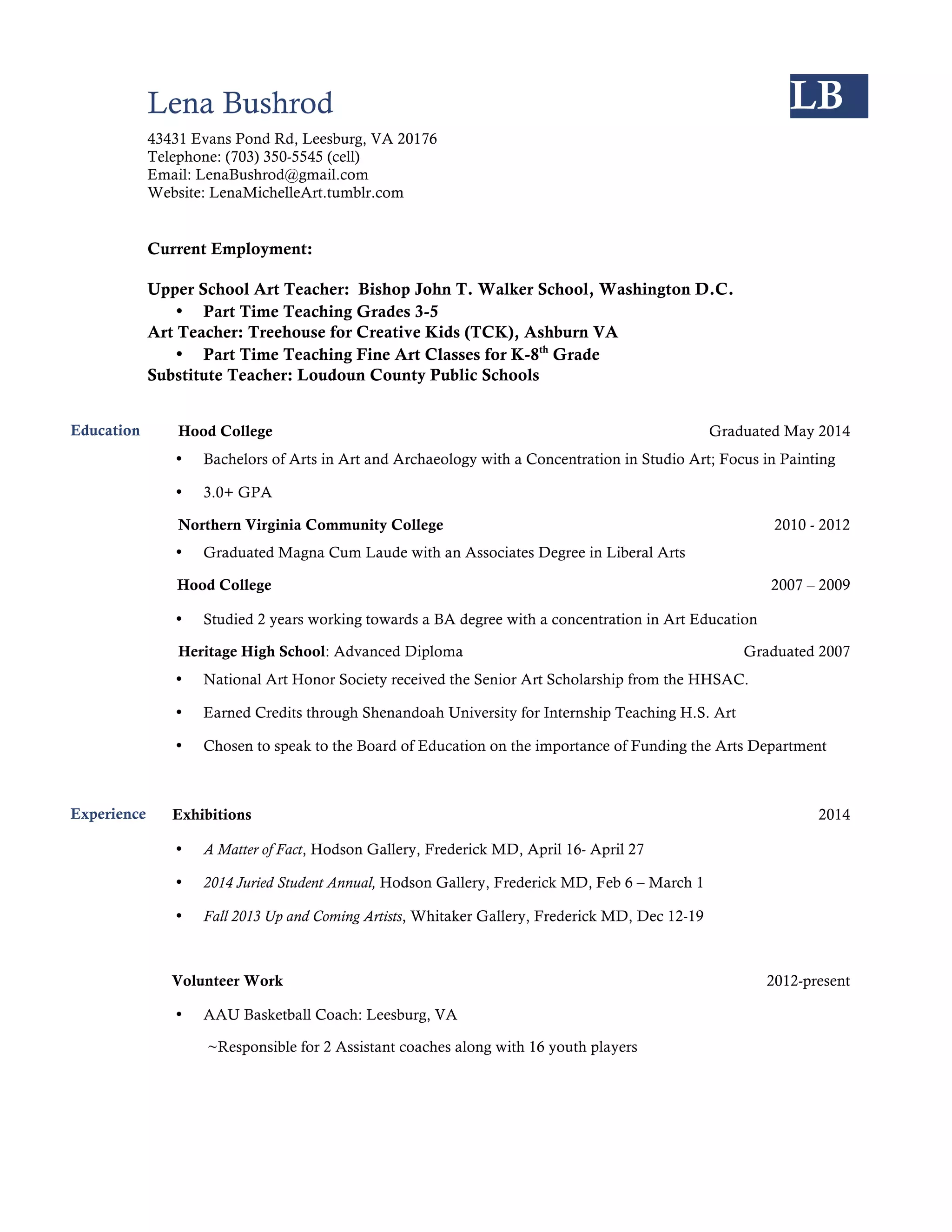 Bushrod_Resume 2015 | PDF | Education