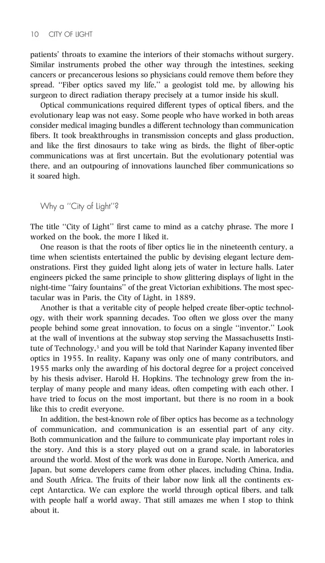 City Of Light The Story Of Fiber Optics Revised Expanded Jeff Hecht | PDF