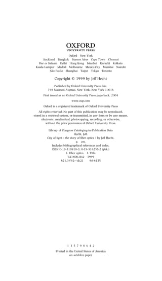 City Of Light The Story Of Fiber Optics Revised Expanded Jeff Hecht | PDF
