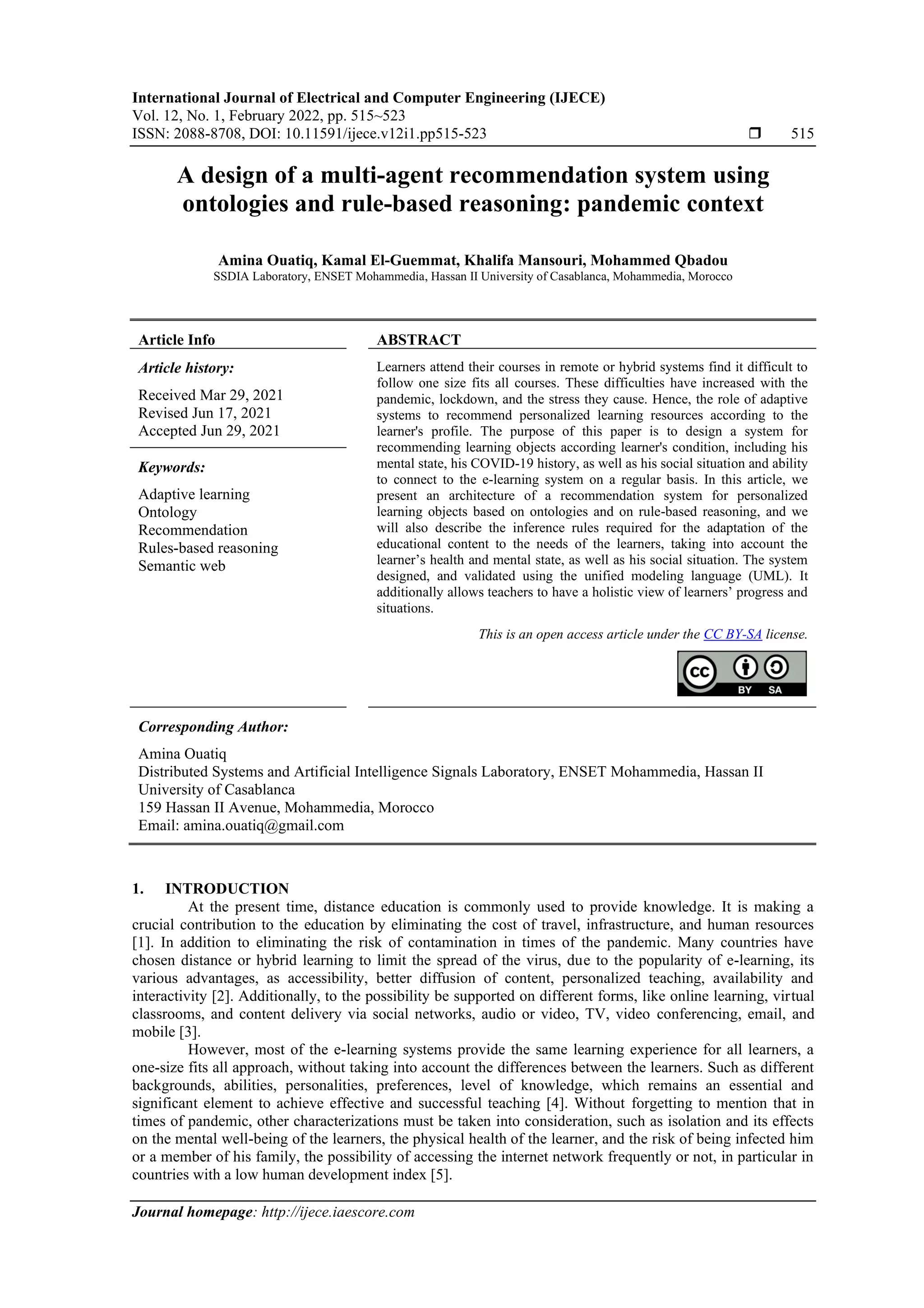 A Design Of A Multi Agent Recommendation System Using Ontologies And Rule Based Reasoning