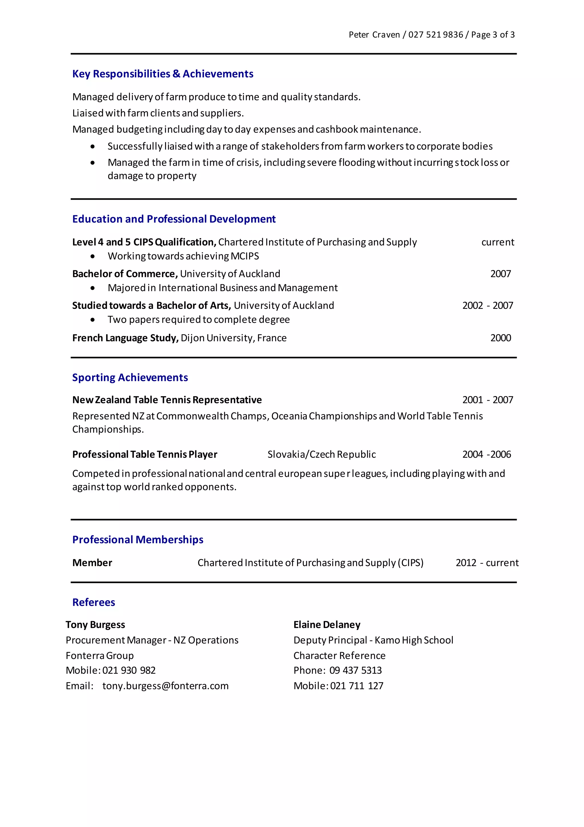 CV - Peter Craven | DOCX