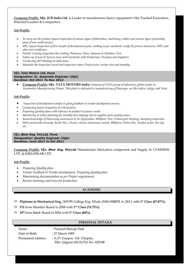 Pramod_Resume | DOC | Automotive Industry | Industries