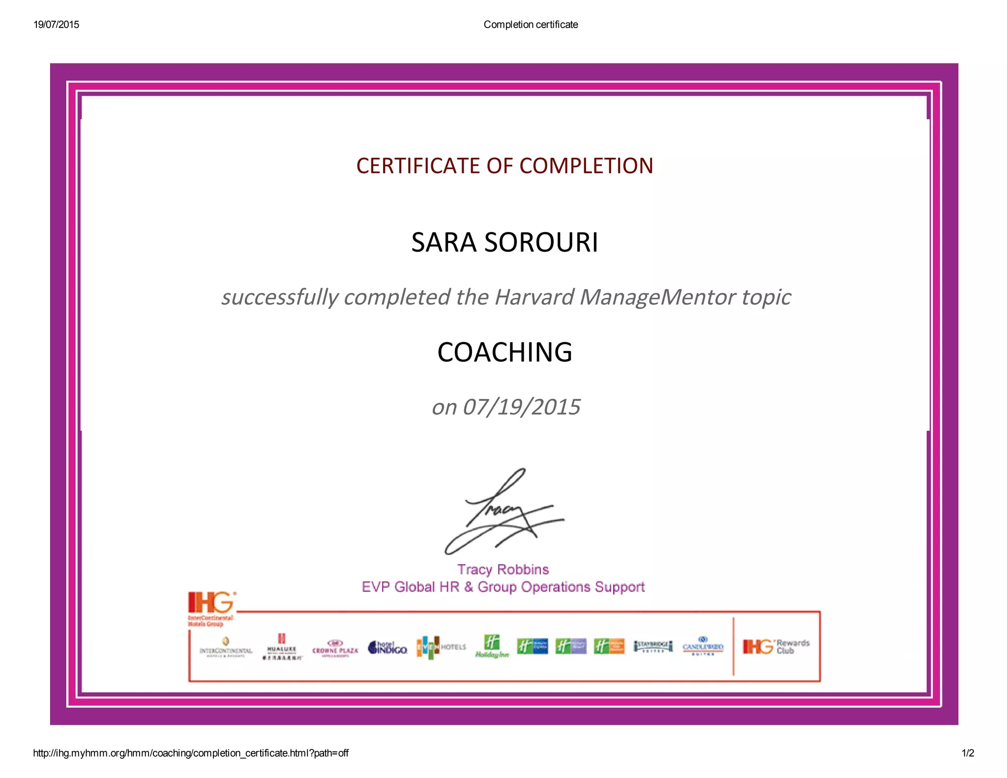 Certificate of Completion Coaching | PDF