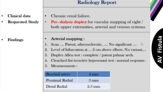 Role of USG in A-V fistula assessment | PPTX