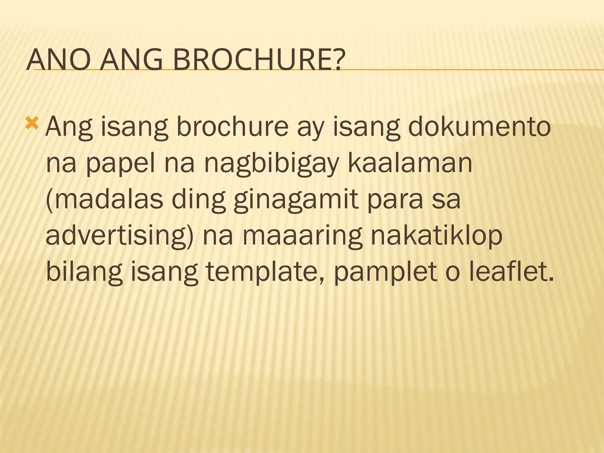 Brochure PowerPoint presentation Filipino | PPTX