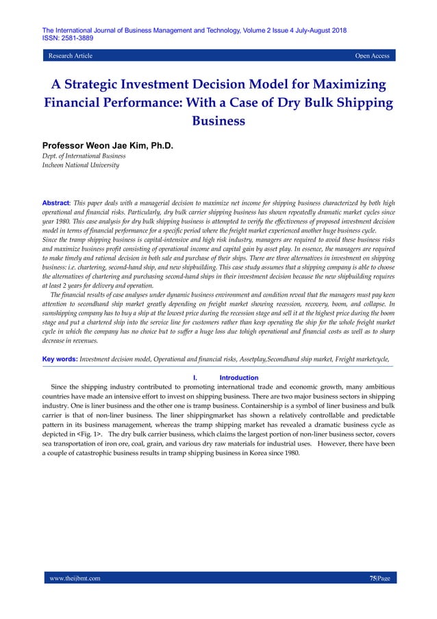 A Strategic Investment Decision Model for Maximizing Financial ...