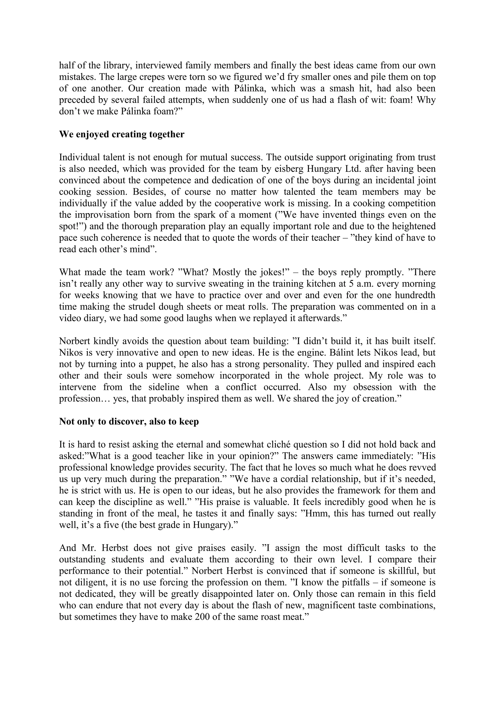 Newspaper article English | DOC | Cooking | Food & Drink