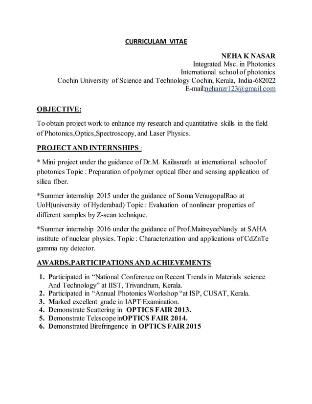 NEHA K NASAR CV | DOCX