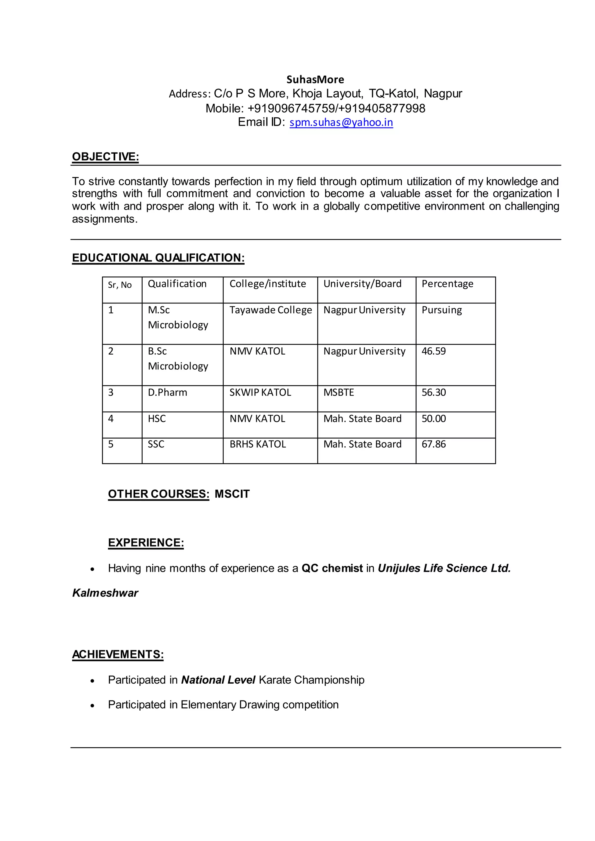 suhas resume n | PDF