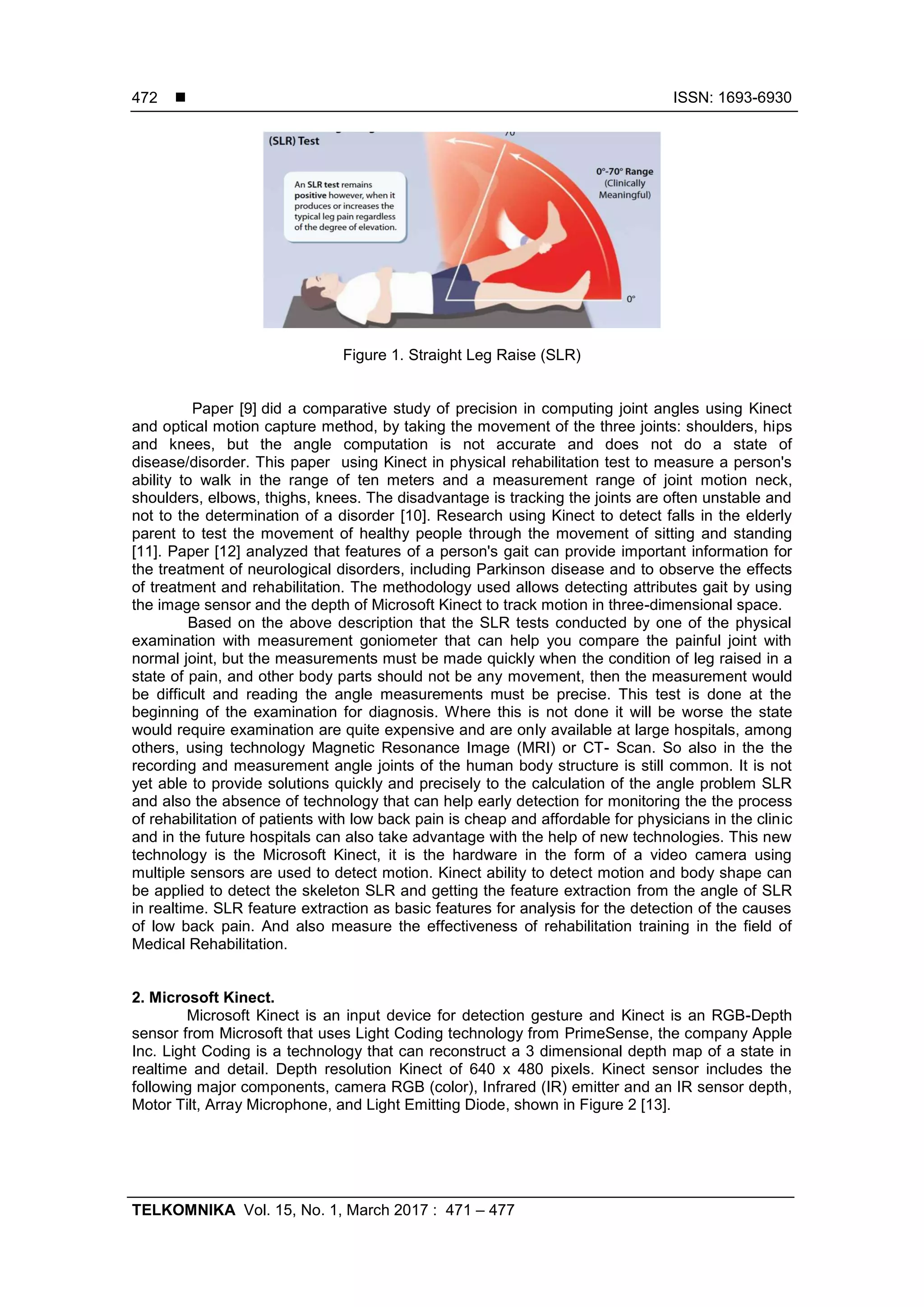 Measurement Straight Leg Raise for Low Back Pain Based Grayscale Depth ...