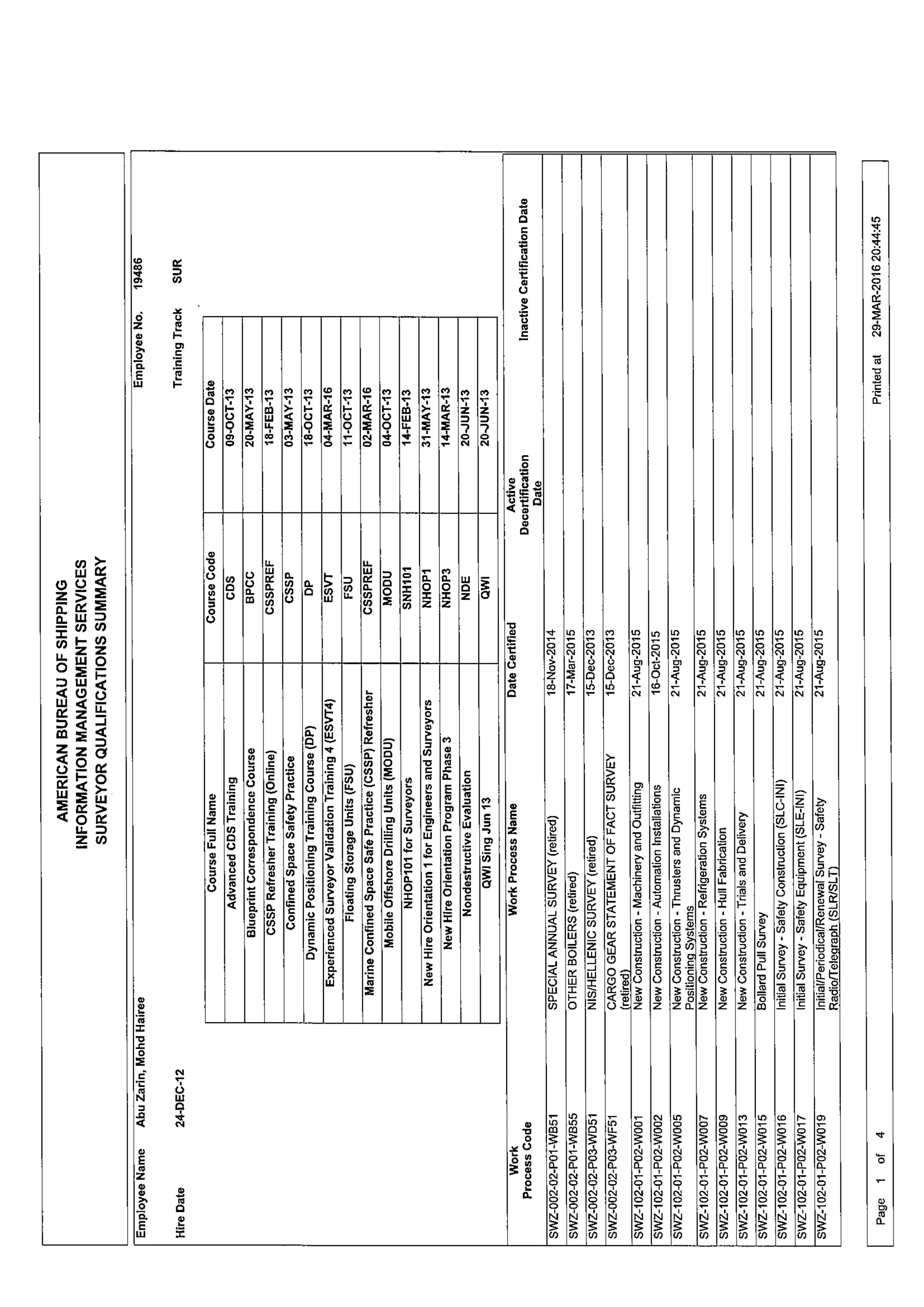 ABS and DNV Internal Qualification Records | PDF