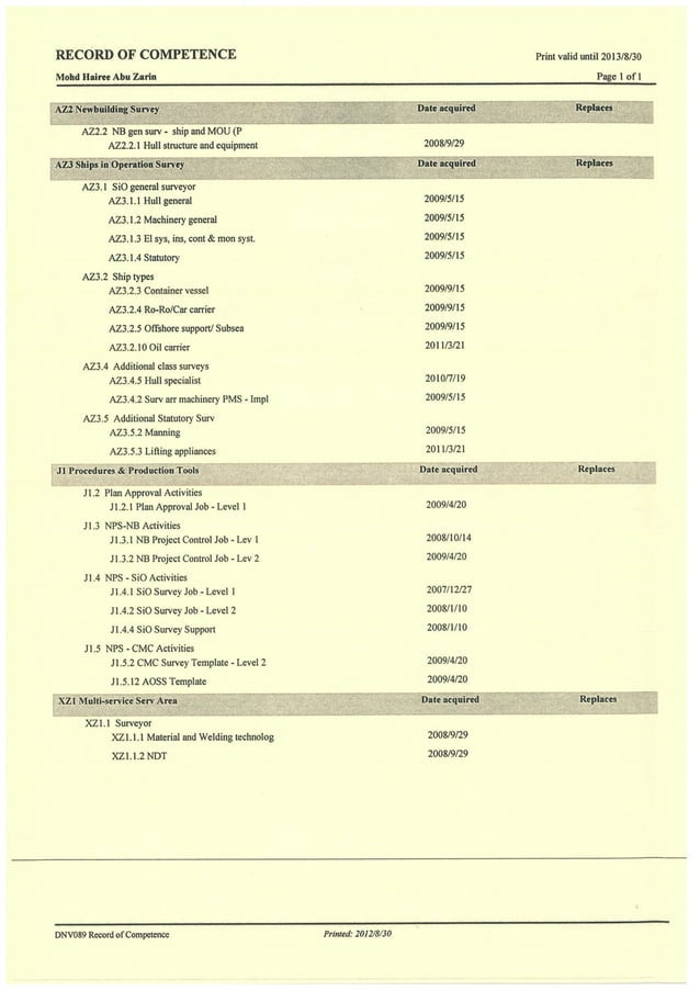 ABS and DNV Internal Qualification Records | PDF