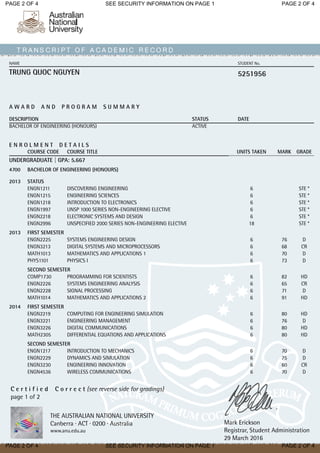 Trung_Nguyen_ANU_Transcript | PDF | Undergraduate Education | College ...