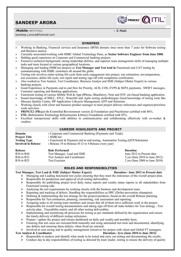 Sandeep Arora - Resume | PDF