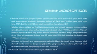 TIK Materi excel untuk anak kelas VII SD | PPTX