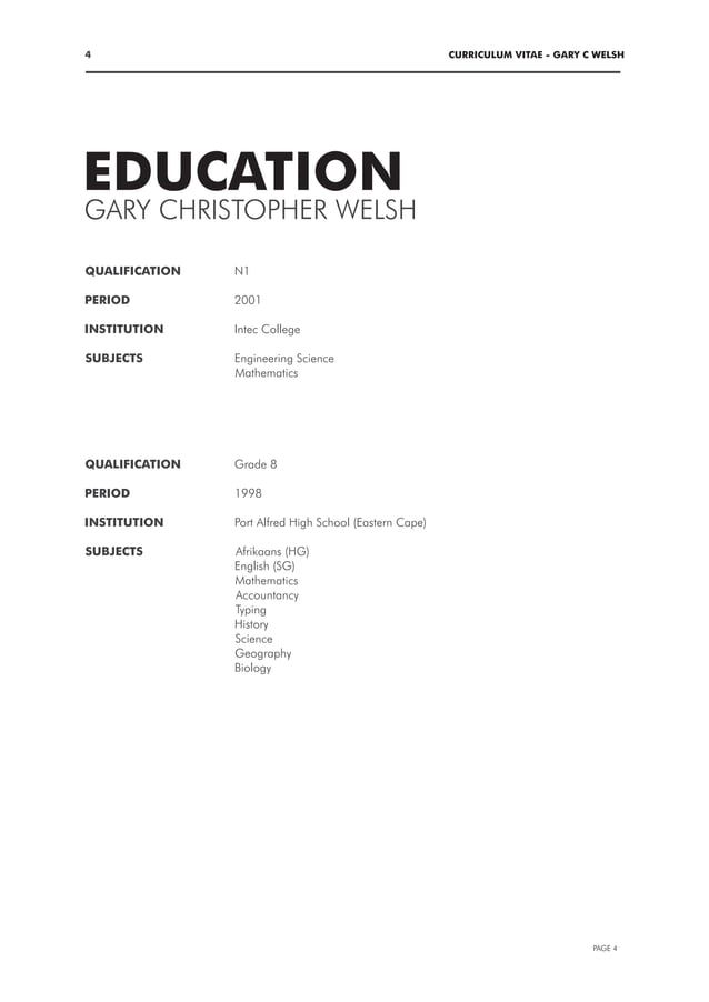 Gary Christopher Welsh CV | PDF