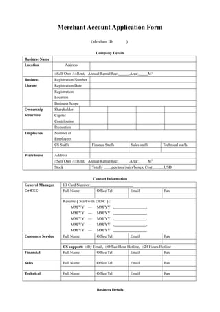 PayforAsia Merchant Application Form | PDF