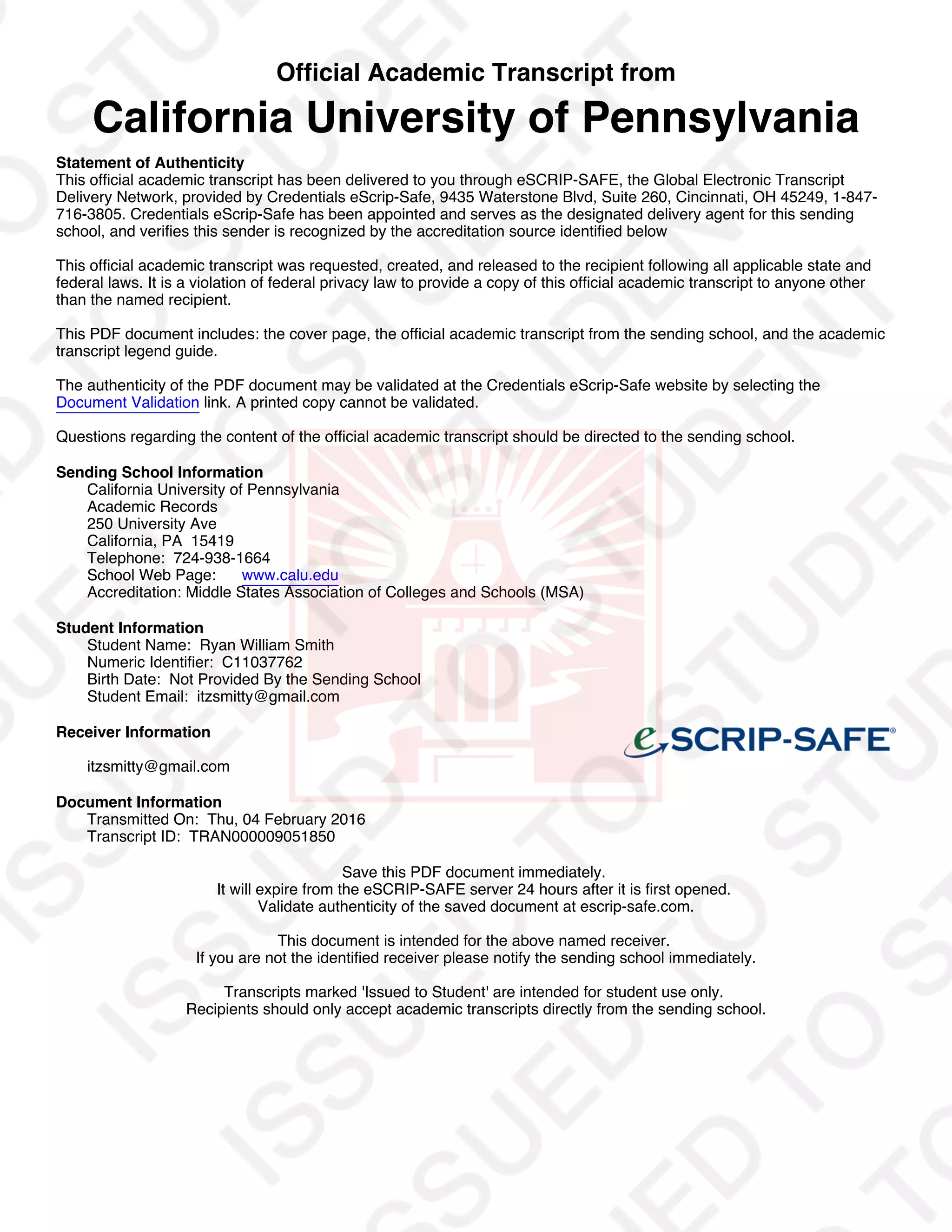 official transcript | PDF | Undergraduate Education | College Education