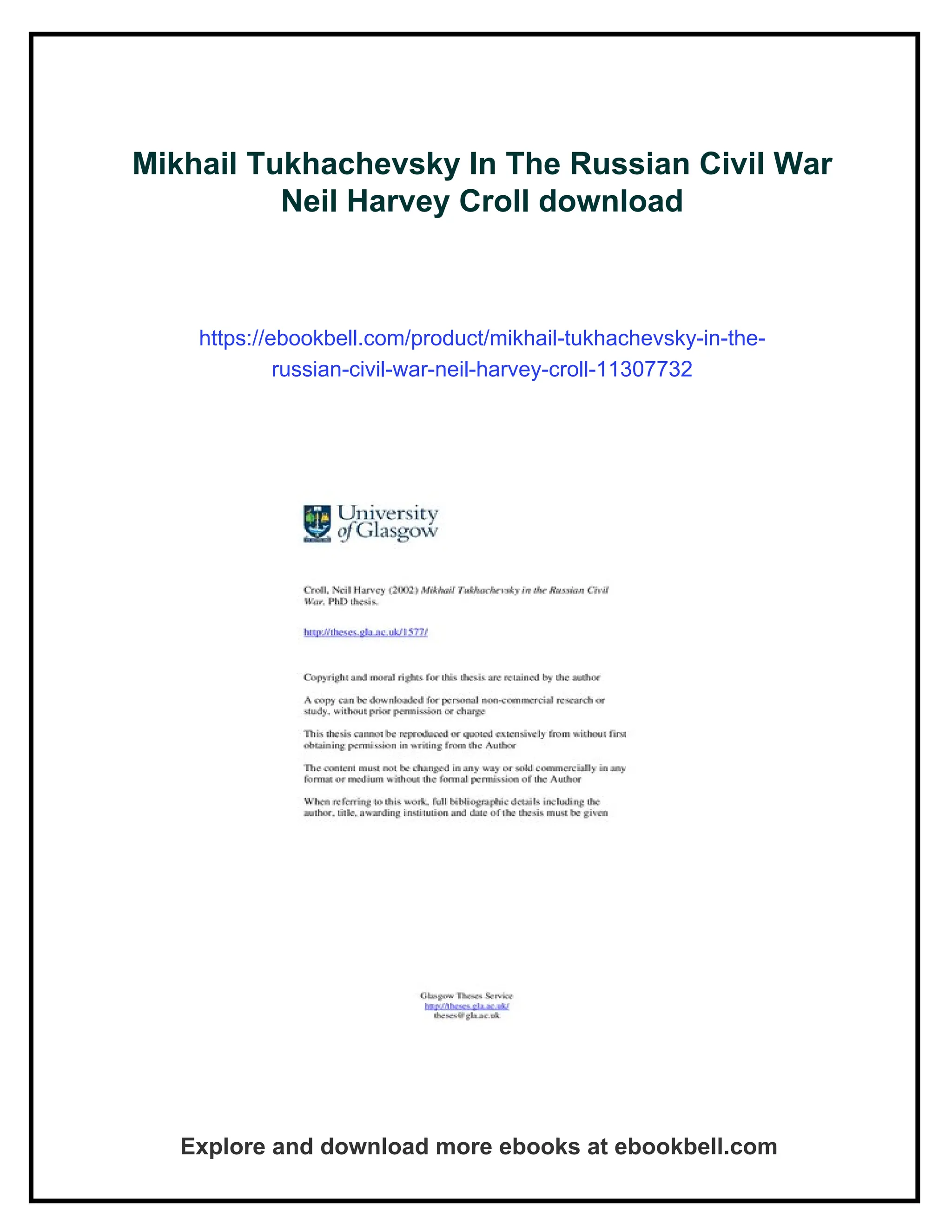 Mikhail Tukhachevsky In The Russian Civil War Neil Harvey Croll | PDF
