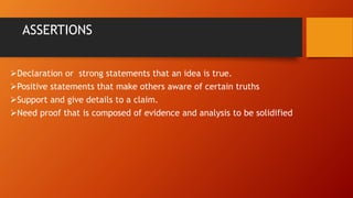 ASSERTIONS AND IT'S TYPE'S OF ASSERTIONS | PPT