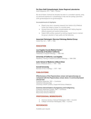 Kenneth Francus Resume | PDF | Medical Health