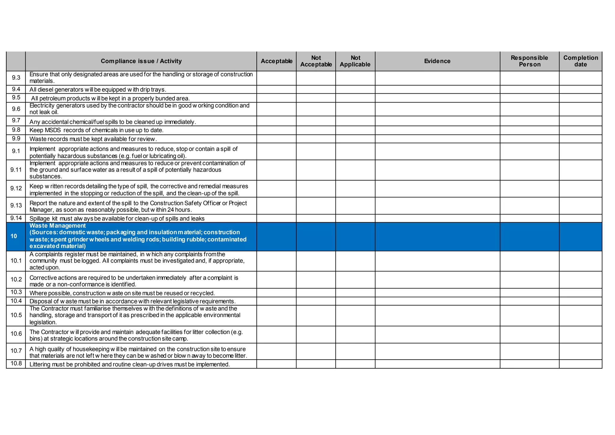 Monthly Environmental Inspection | DOCX