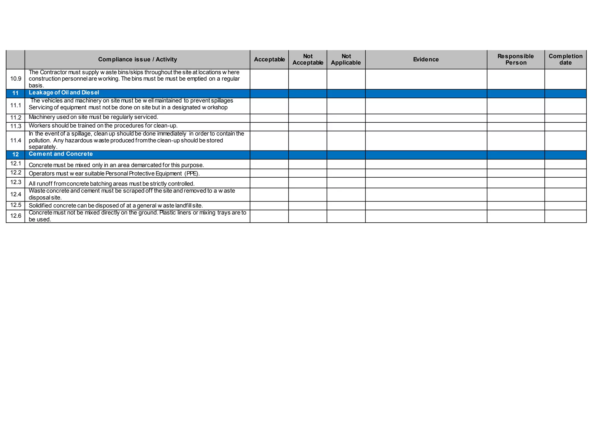 Monthly Environmental Inspection | DOCX
