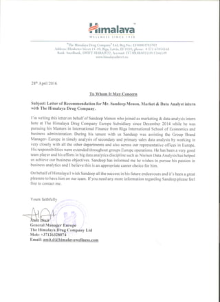 HIMALAYA CEO REFERENCE LETTER | PDF